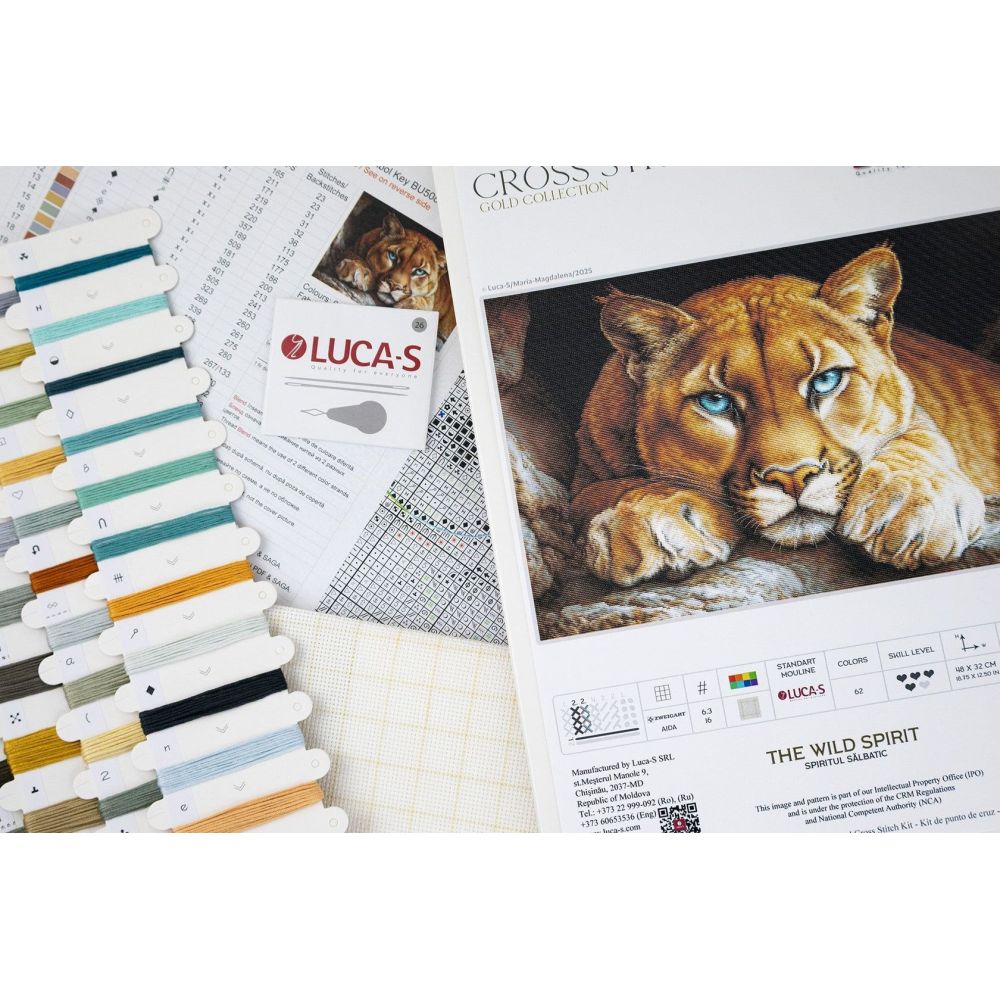 Luca-S Gold Cross Stitch Kit, The Wild Spirit - DIY Kit, BU5081